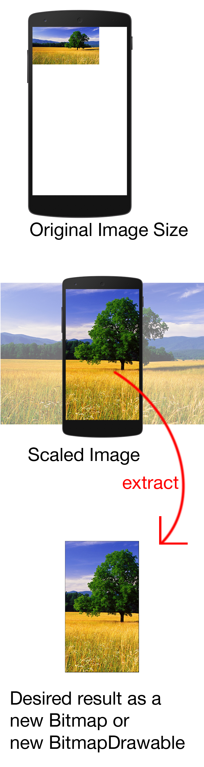 android - Get new Bitmap of scaled and visible image