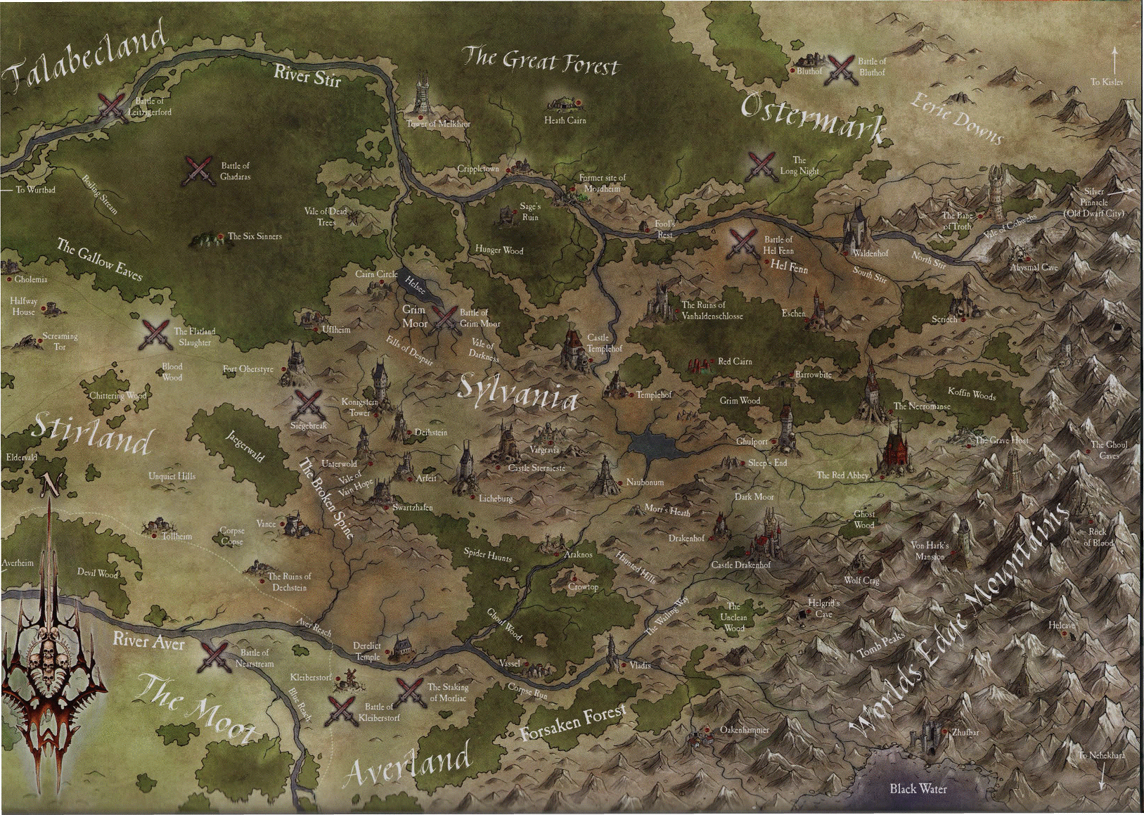 Where are Vampire Counts and Orks located on the map